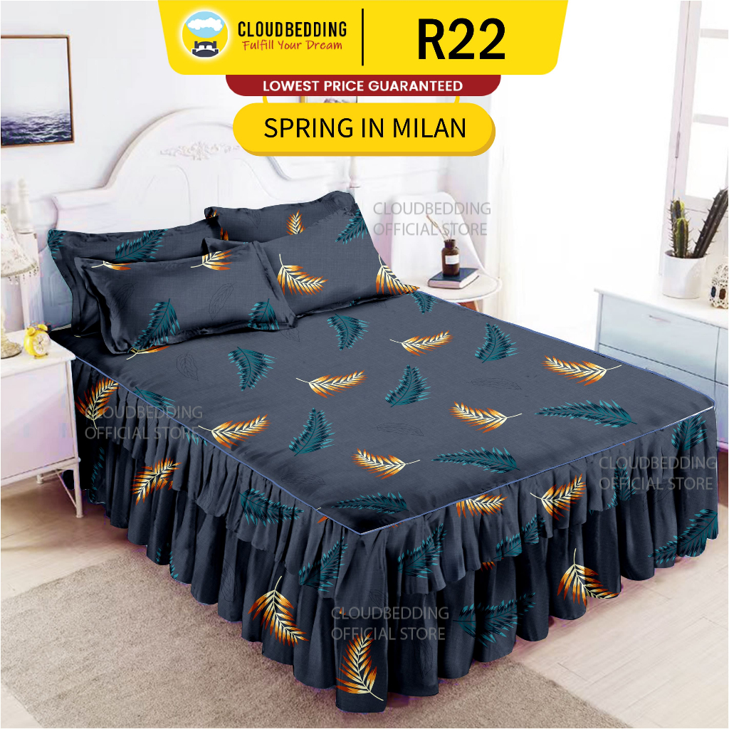 3IN1 Cadar Ropol Set Super Single/Queen /King Bedsheet 3IN1 Bed Skirt ...
