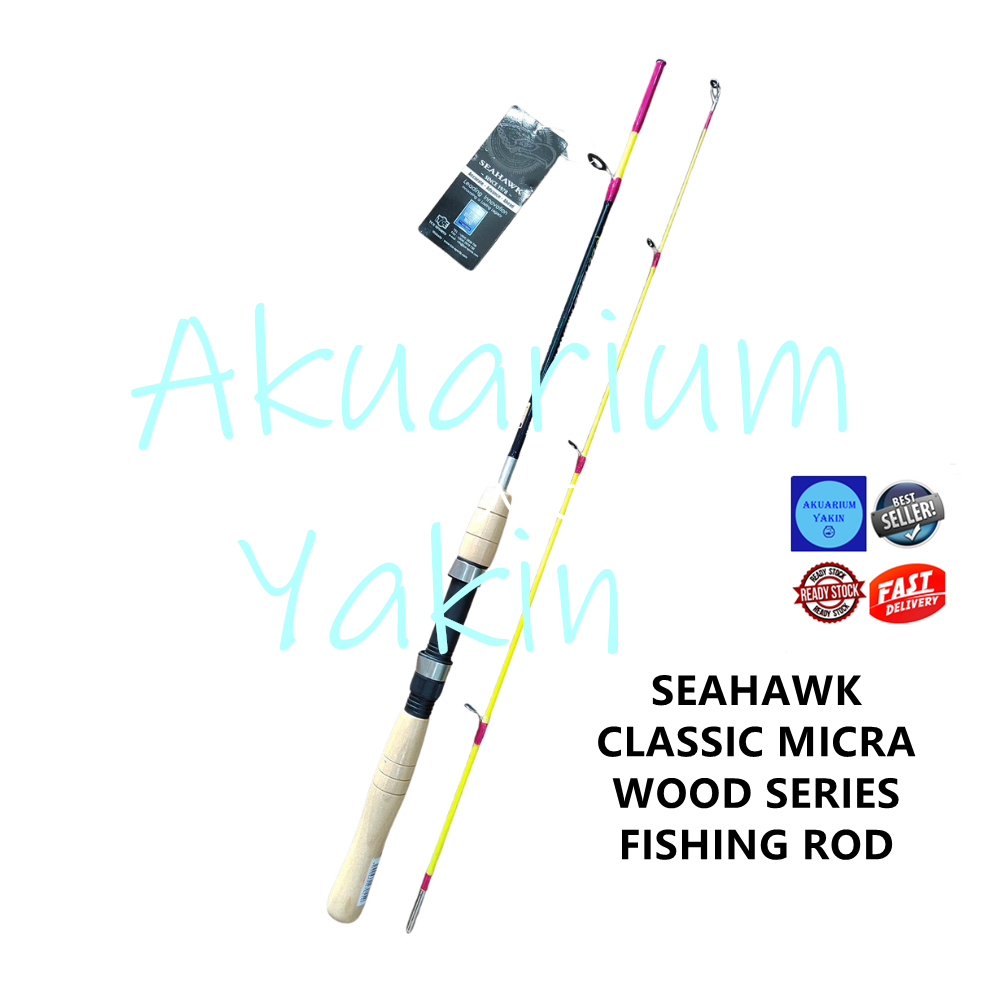 4077 SEAHAWK CLASSIC MICRA ULTRA LIGHT SPINNING FISHING ROD WOOD HANDLE ...