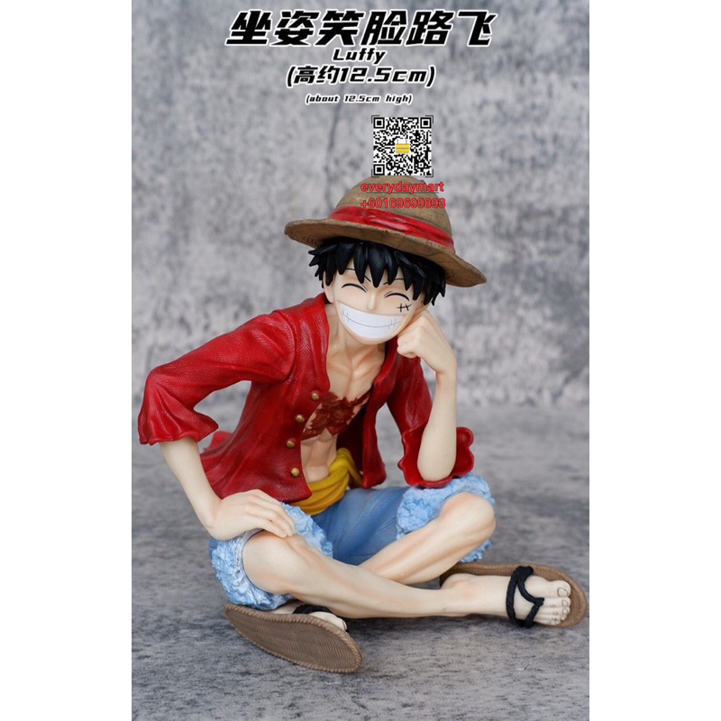 ONE PIECE💥MONKEY D. LUFFY 12cm SITTING SMILING POSE💥ACTION FIGURE TOYS ...