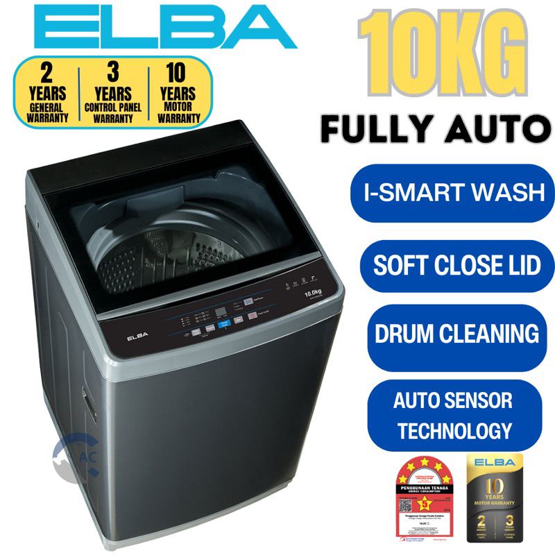 ELBA TOP LOADING FULLY AUTO WASHING MACHINE 10KG EWT-N1087D(GR) | MESIN BASUH FULLY AUTO ...