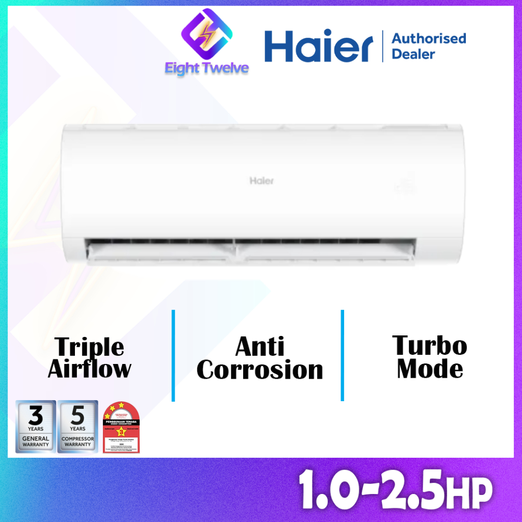 HAIER Non Inverter Air Conditioner | R32 Strong Air Flow Aircond ...