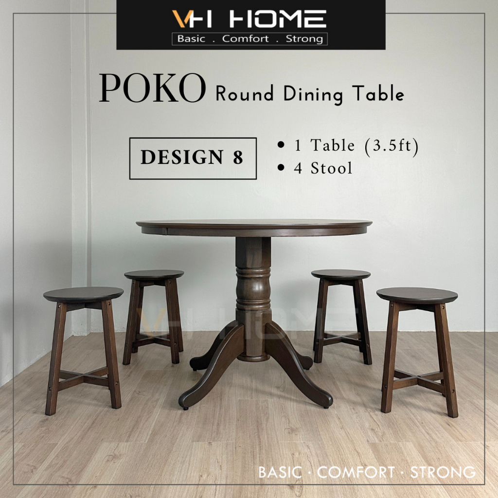 POKO Round Dining Table With Stools Special Modern Design Meja Makan ...