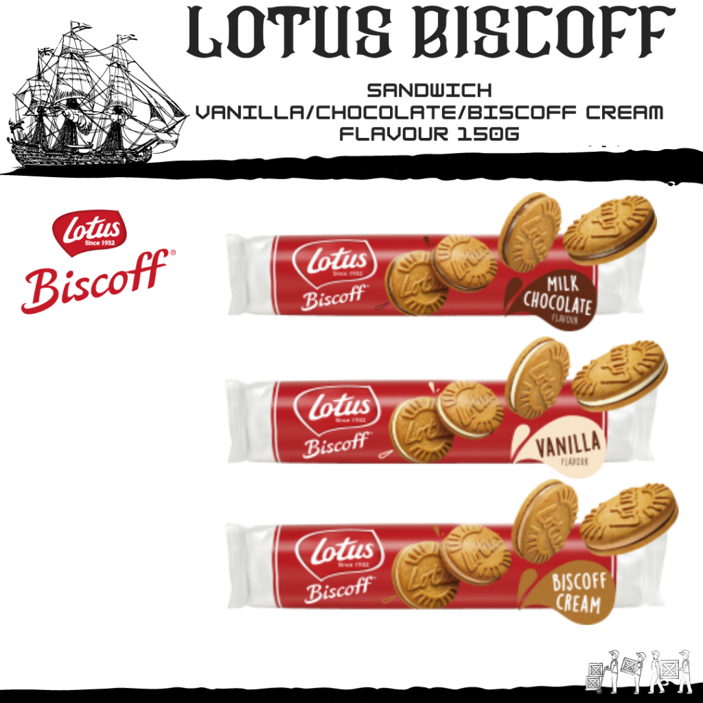 Lotus Biscoff Sandwich Vanilla/Chocolate/Biscoff Cream Flavour 150g ...