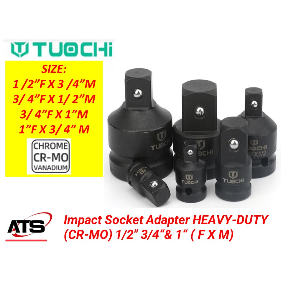 Impact Socket Adapter HEAVY-DUTY (CR-MO) 1/2" 3/4“& 1“ ( F X M ...
