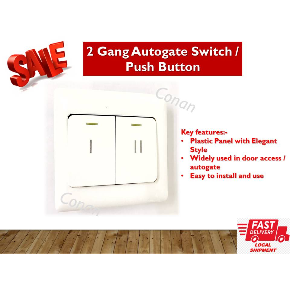 Autogate 2 Gang Door Open/Close Push Button / Indoor Switch | Shopee ...