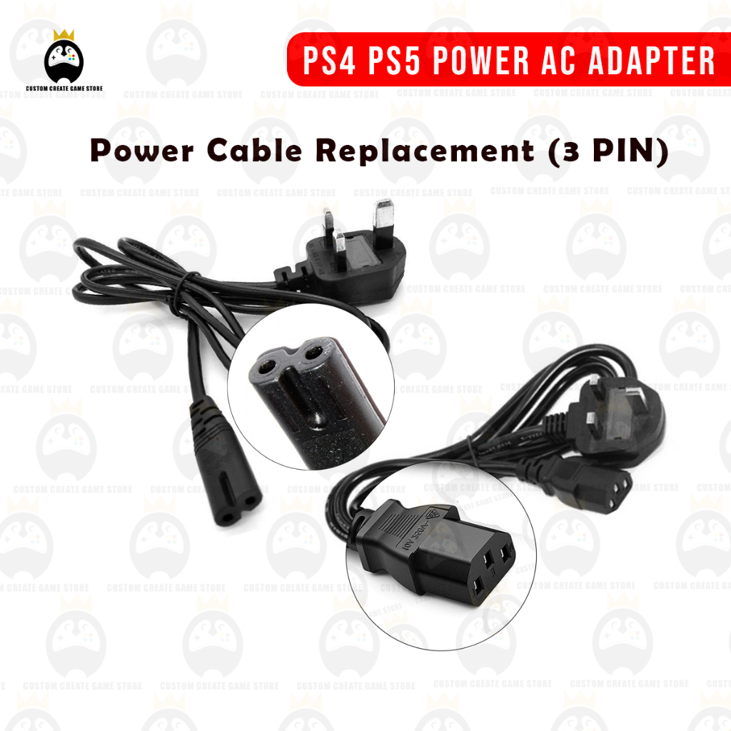 Power Cable Replacement AC Power Cord Cable PS4 Power Cable PS5 Power ...