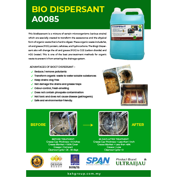Ultra Ejau Bio Dispersant (Enzymes) 5L for Grease Trap/Perangkap Minyak ...