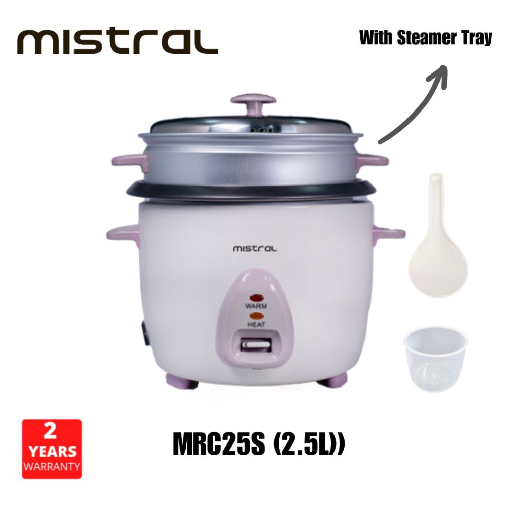Mistral With Steamer 0.6L / 1.0L / 1.8L / 2.5L Rice Cooker/ Periuk Nasi ...