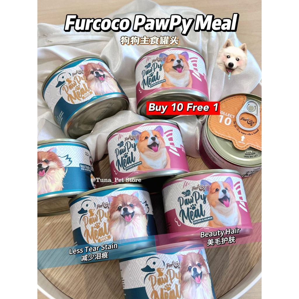 [Buy 10 FREE 1] FURCOCO Pawpy Meal Dog Complete Food (170g) Poodle Pomeranian All Breed Dog ...