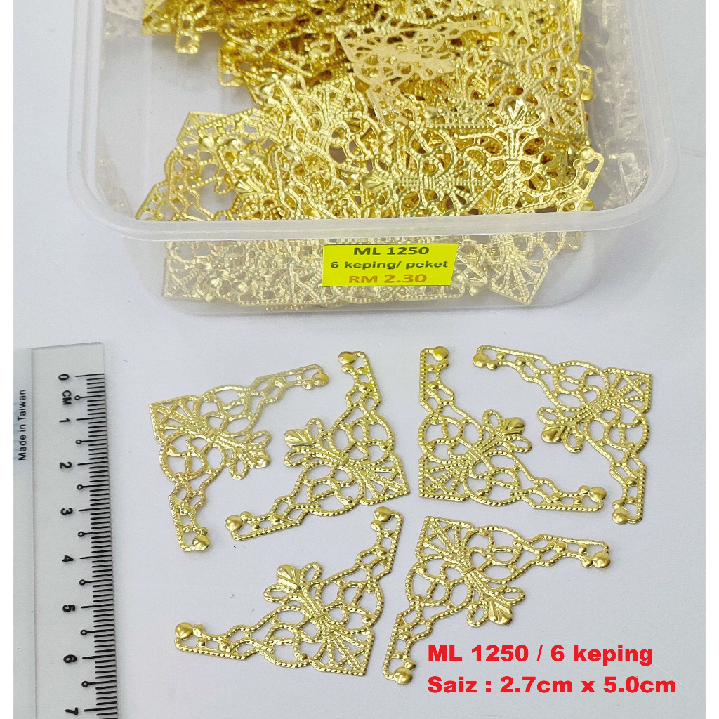 Kepingan besi emas bercorak kerawang untuk sanggul melintang | Shopee ...