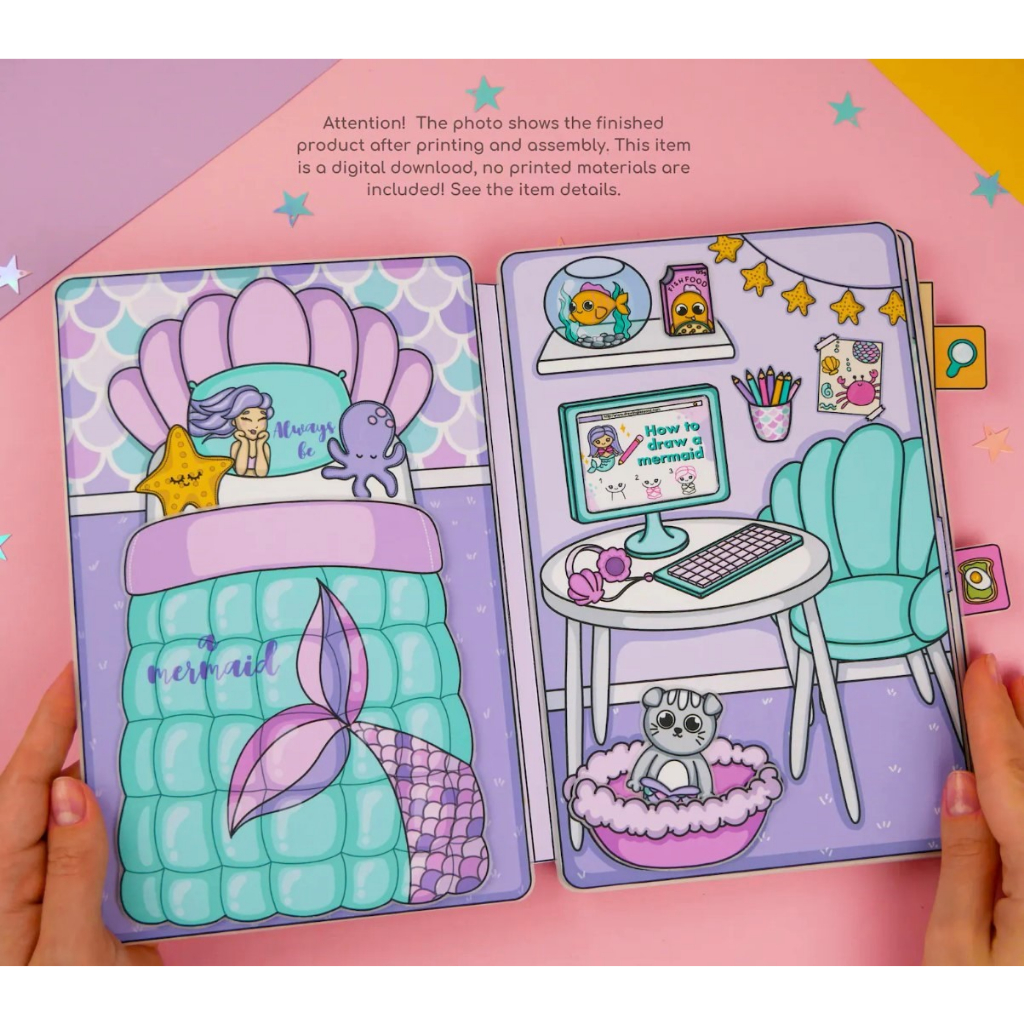 PDF] Paper House -Mermaid House Printable Preschool Kids Activity ...
