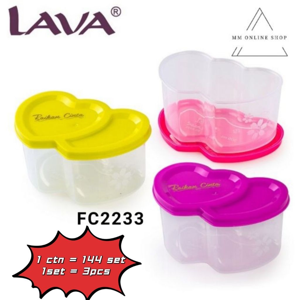 (READY STOCK) 1 Carton 144 Sets LAVA 3Pcs Double Love Container 300ml ...