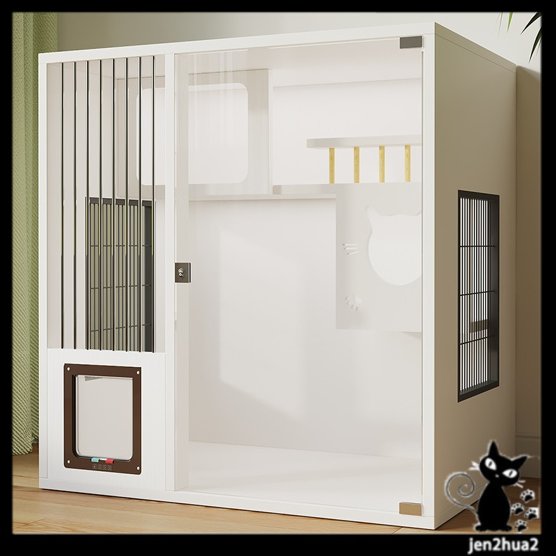 Cat villa solid wood cat cage cat house home cat display cabinet ...