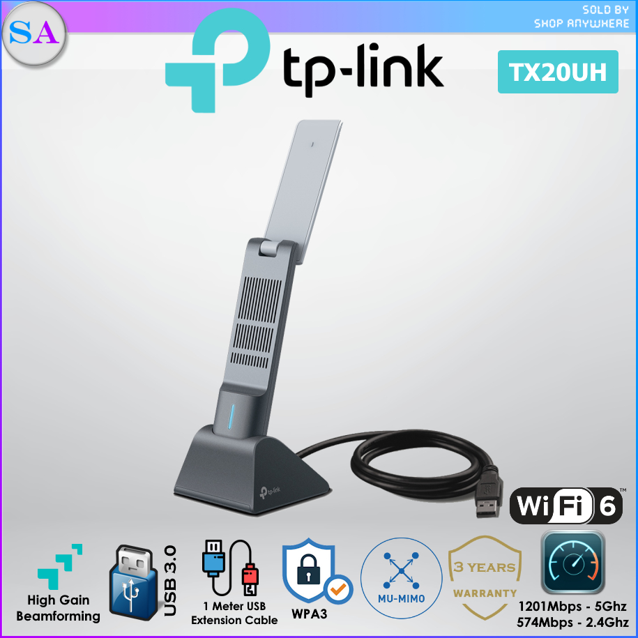 TP-Link Archer TX20UH AX1800 WiFi 6 High Gain USB 3.0 Wireless Adapter ...