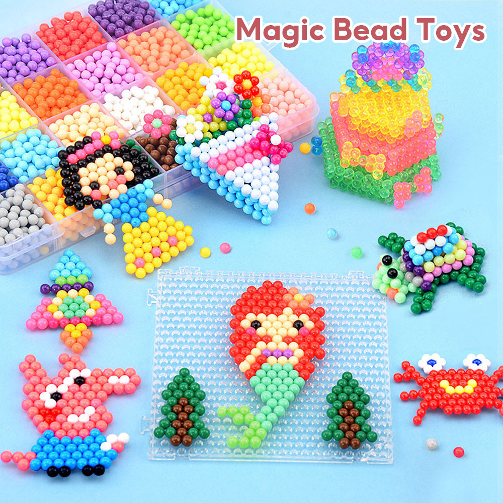 1500pcs DIY Magic Crystal Sticky Beads with Accessories Set Kids Toys ...