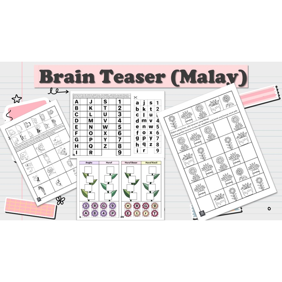 [PRE082] 27 pages Brain Teaser (Malay) Worksheet for Pre-school PDF version 电子书 | Shopee Malaysia