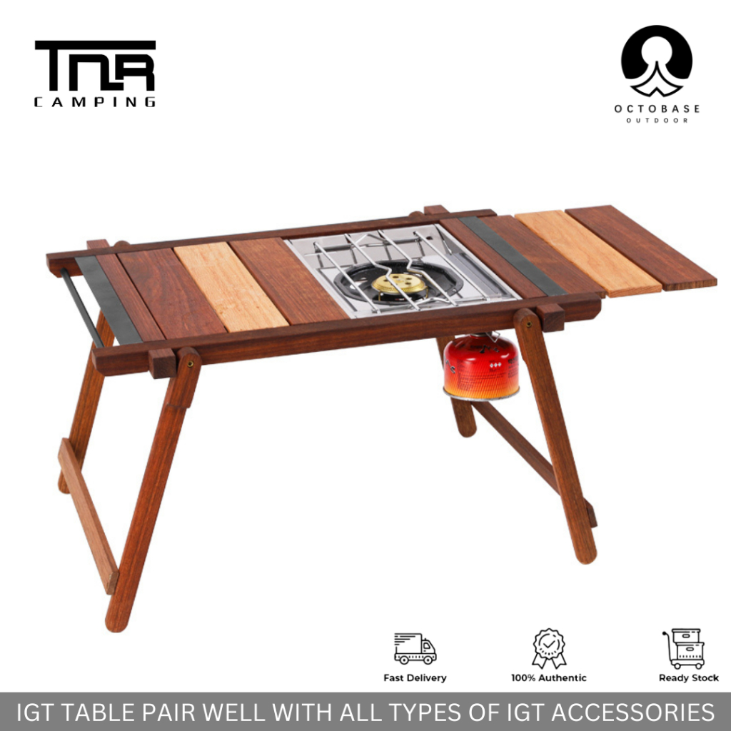 TNR CAMPING - EXTENSION IGT TABLE FOLDABLE TEAK WOOD TABLE MEJA INDOOR ...