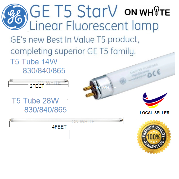 GE or Philips T5 TUBE 14W 2FEET / 28W 4FEET COLOR > ( 865 / 840 / 830 ) GLASS TUBE ONLY | Shopee ...