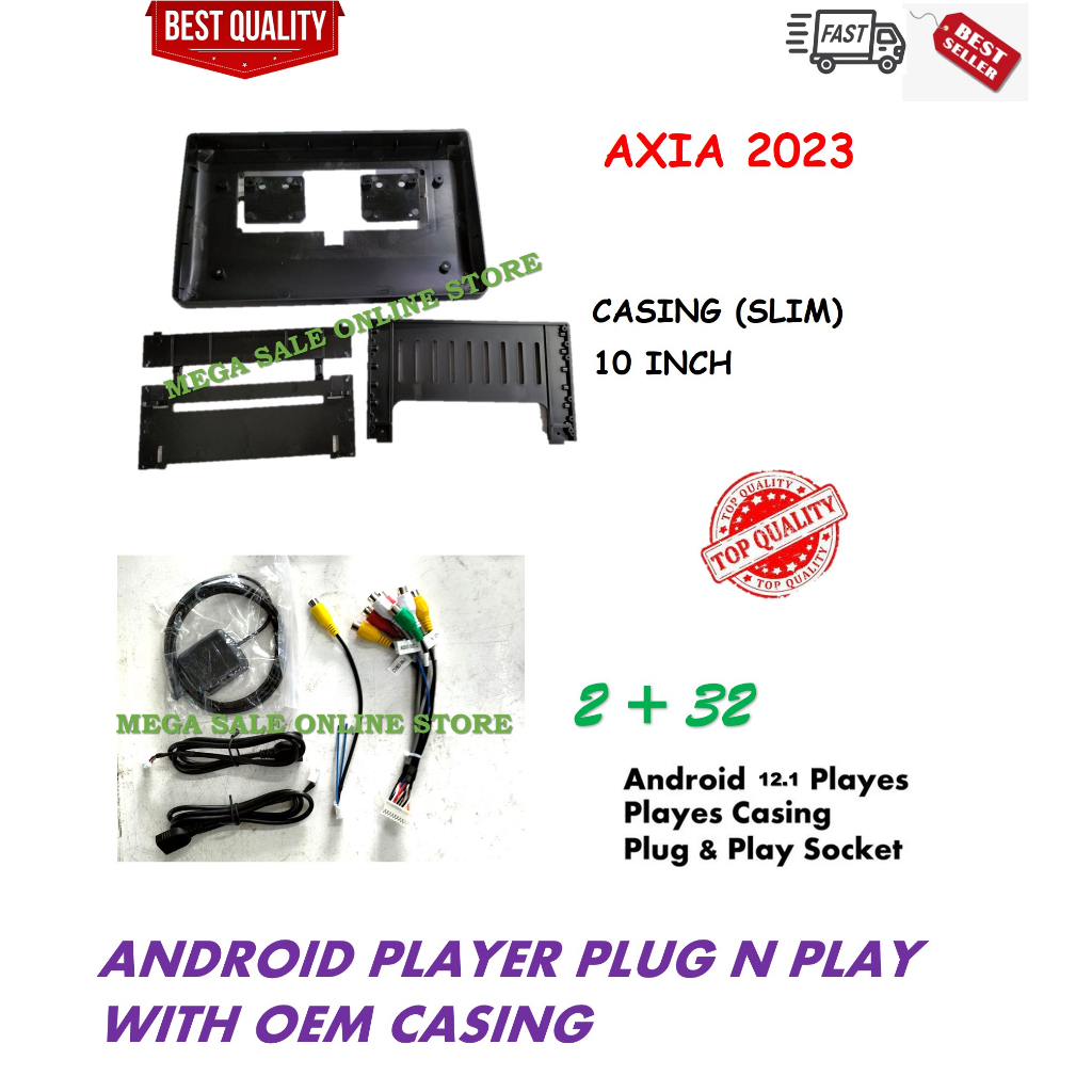 PERODUA AXIA 2023 (SLIM) android player 10 inch PLUG N PLAY with OEM ...