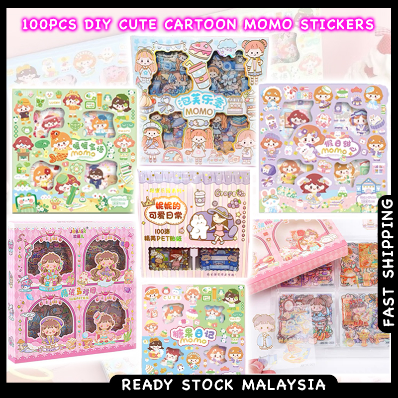 100PCS DIY Cute Sticker Cartoon Momo Stickers Box Set PET Waterproof ...