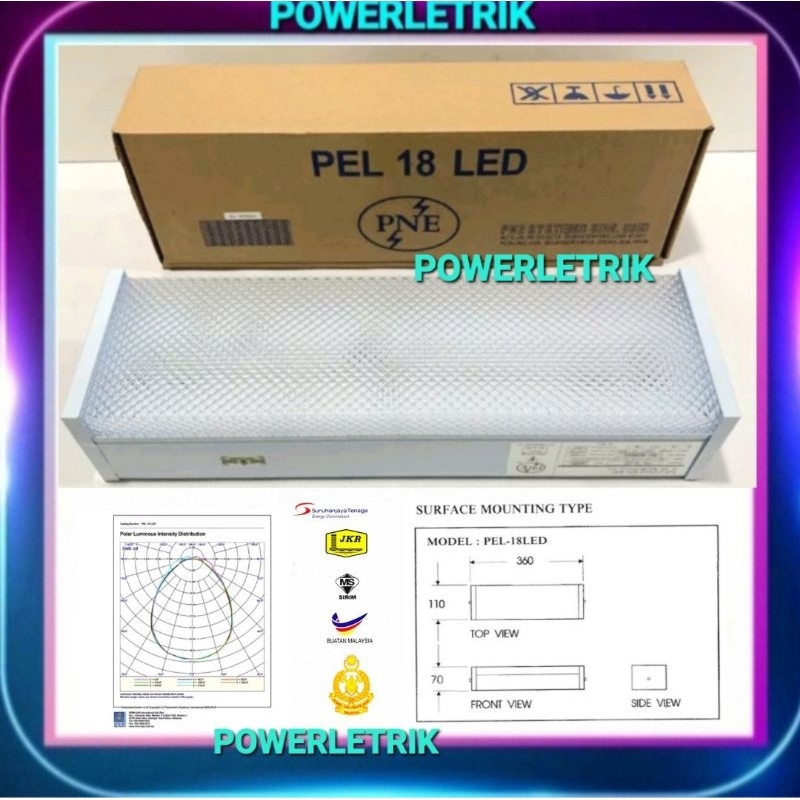 *READY STOCK* PNE PEL-18LED SURFACE MOUNTING LED SELF-CONTAINED EMERGENCY LIGHT/LAMPU KECEMASAN ...