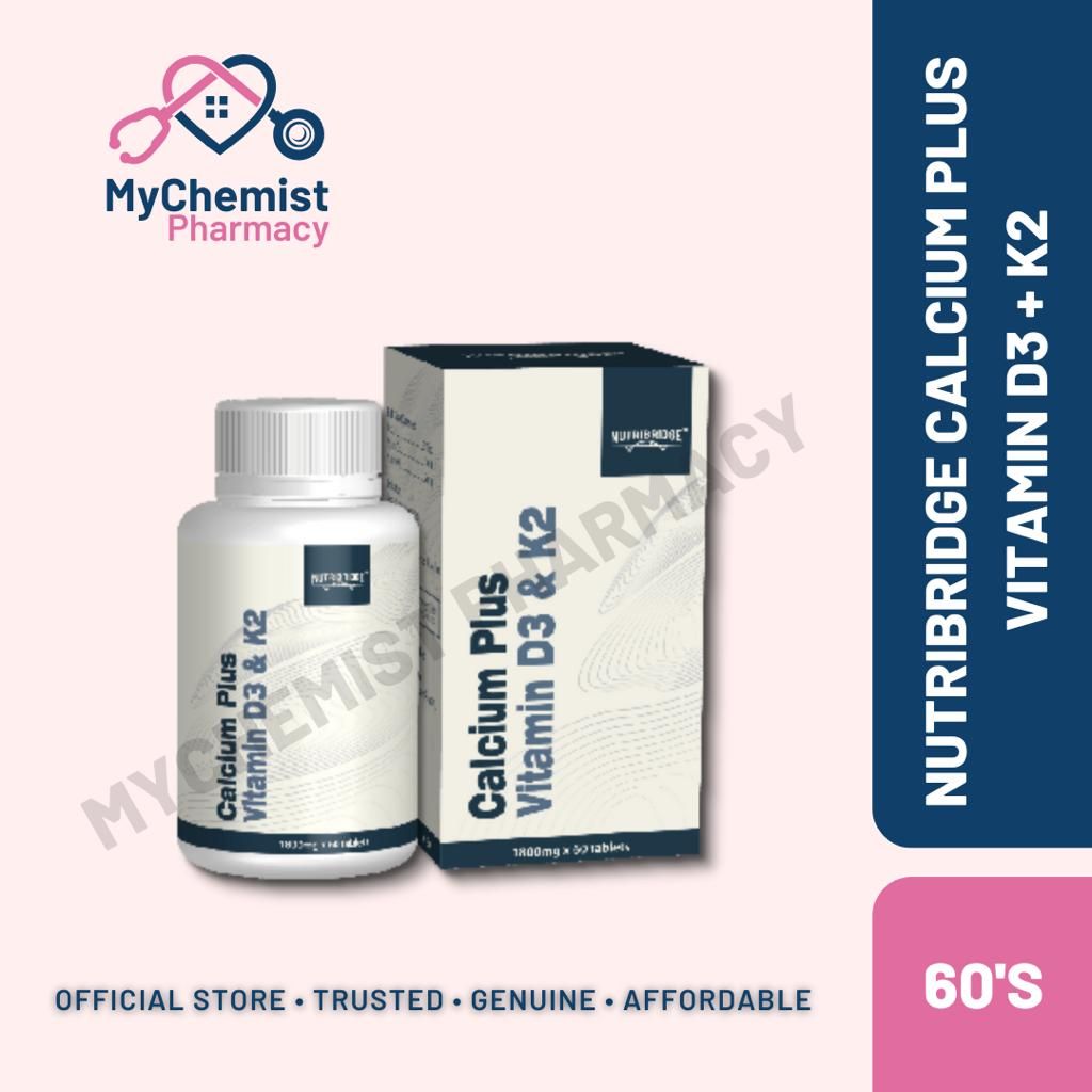 Nutribridge Calcium Plus Vitamin D3 & K2 for Bone Health, High Calcium ...