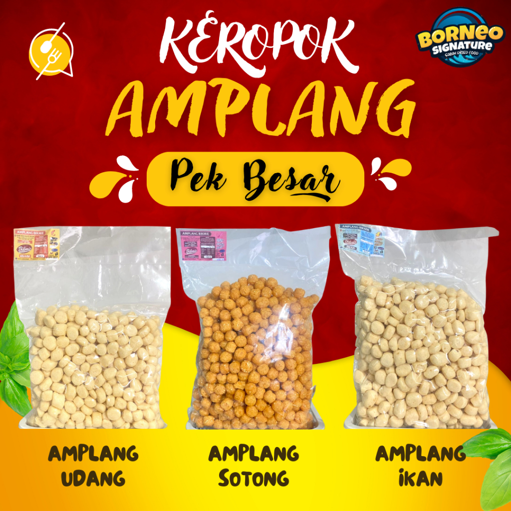 [SABAHAN SNACK] Keropok Amplang Sotong, Ikan dan Udang | Shopee Malaysia