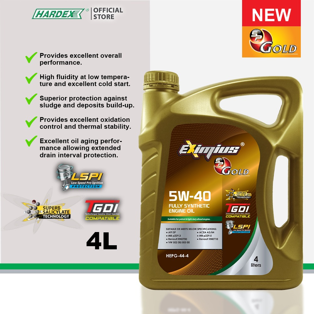 HARDEX Eximius SP Gold Fully Synthetic Engine Oil SAE 5W-40 (1L/4L ...