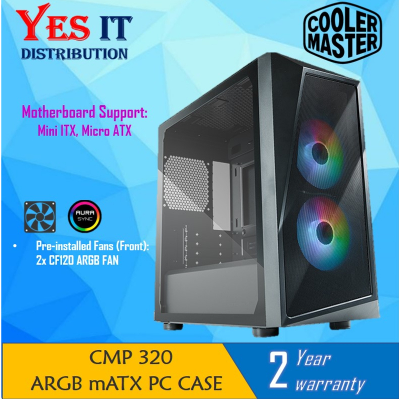 Cooler Master CMP 320 ARGB M-ATX PC Case ( CP320-KGNN-S00 / CP320-KGNN ...