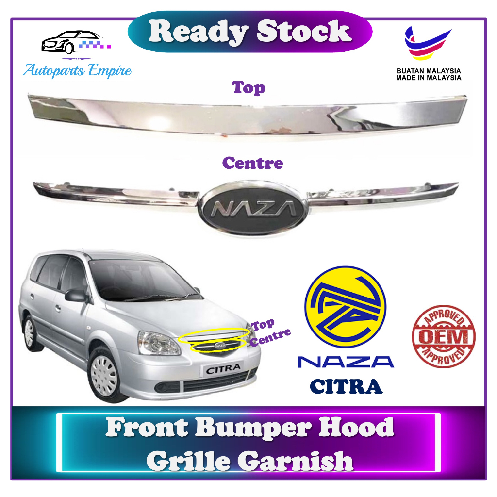 Naza Citra 】 Front Bumper Grille Chrome Moulding Garnish / Top or ...