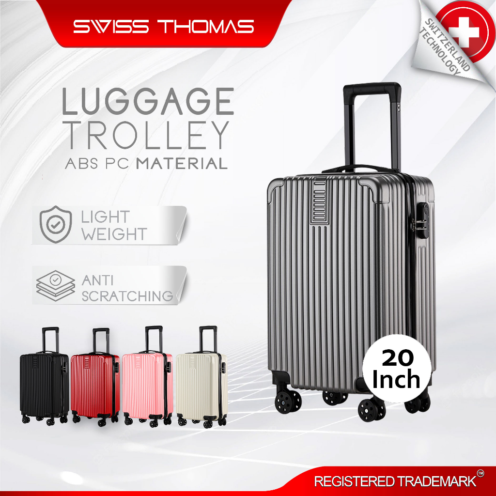 Swiss Thomas 20" Scratch Resistant Luggage Trolley Bagasi Besar Durable ...