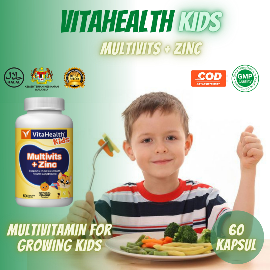 VitaHealth Kids Multivitamins + Zinc 60 KAPSUL ubat gemuk kanak kanak ...