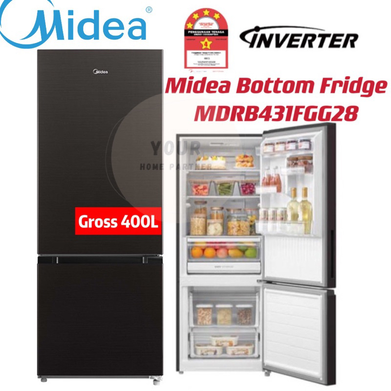 Midea 2 Door Fridge Bottom Mount Freezer Fridge MDRB431FGG28 400L ...