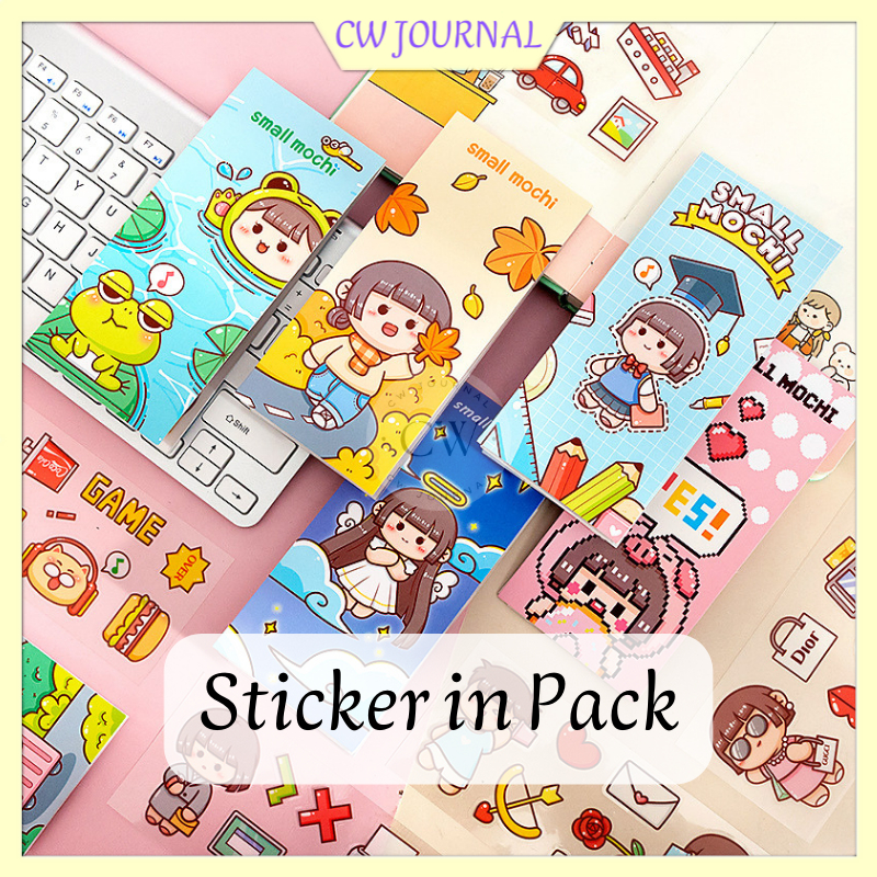 CW Journal Cute Girl Cartoon Sticker Cute in Pack Stiker Murah (washi ...