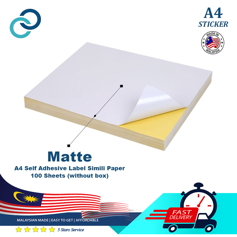 A4 Self Adhesive Label Simili Paper 100 Sheets Matte (without box ...
