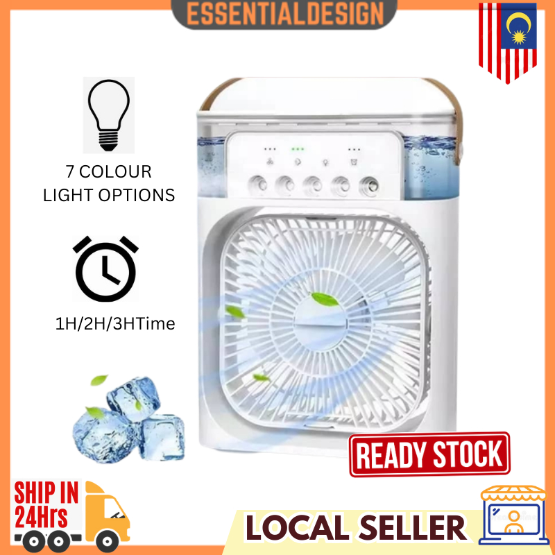 3 in 1 Mini Air Cooler USB 7 Colors LED Light Connection Portable Fan ...