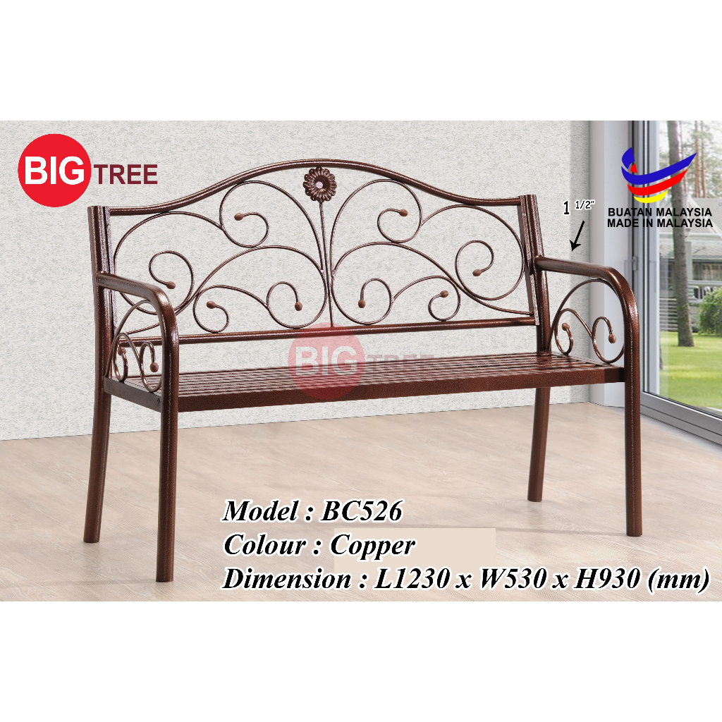 Big Tree Powder Coated Metal Outdoor Bench Chair / Metal Garden Bench ...