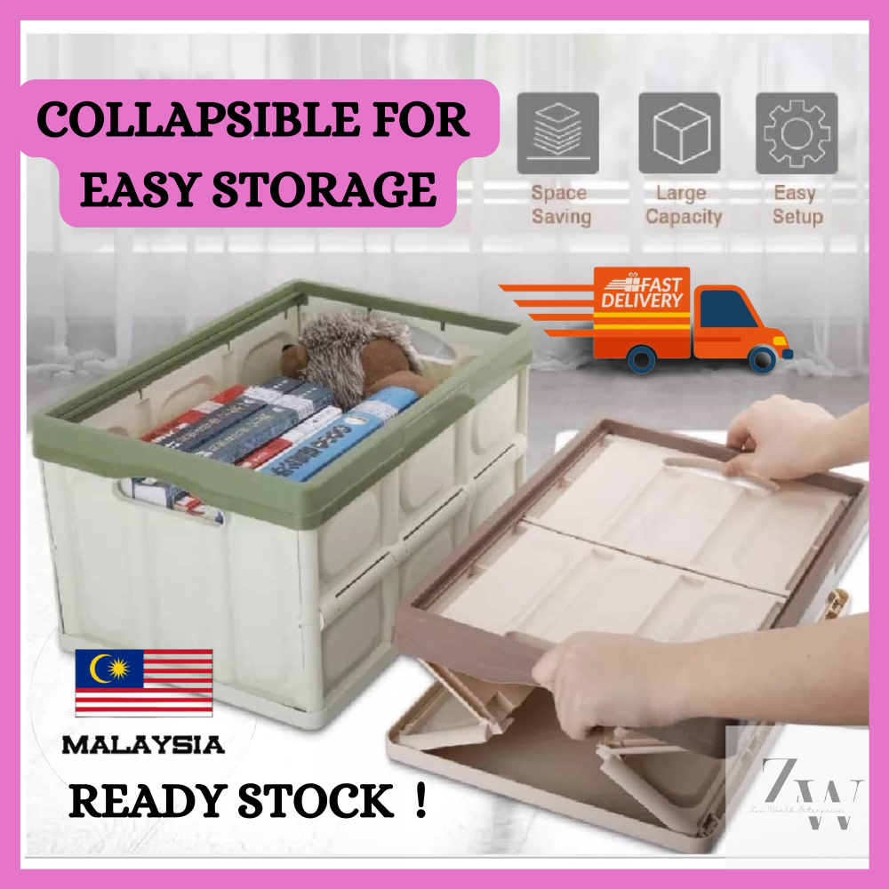 30L Collapsible Easy Storage Box Trolley Box Collapsible Bin Container ...