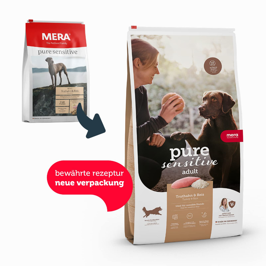 12.5KG MERA PURE SENSITIVE ADULT TURKEY & RICE DRY DOG FOOD MADE IN ...