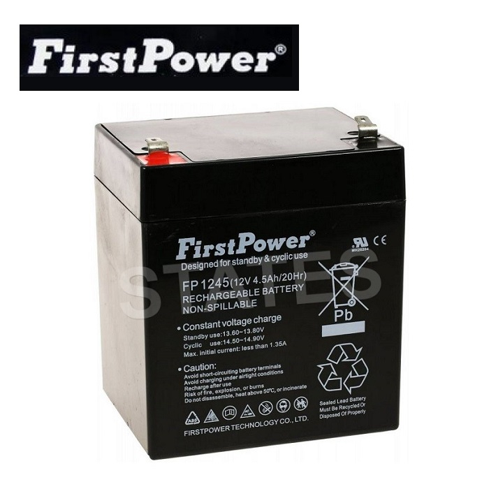 FirstPower 12V 4.5Ah Rechargeable Sealed Lead Acid Battery - FP1245 ...
