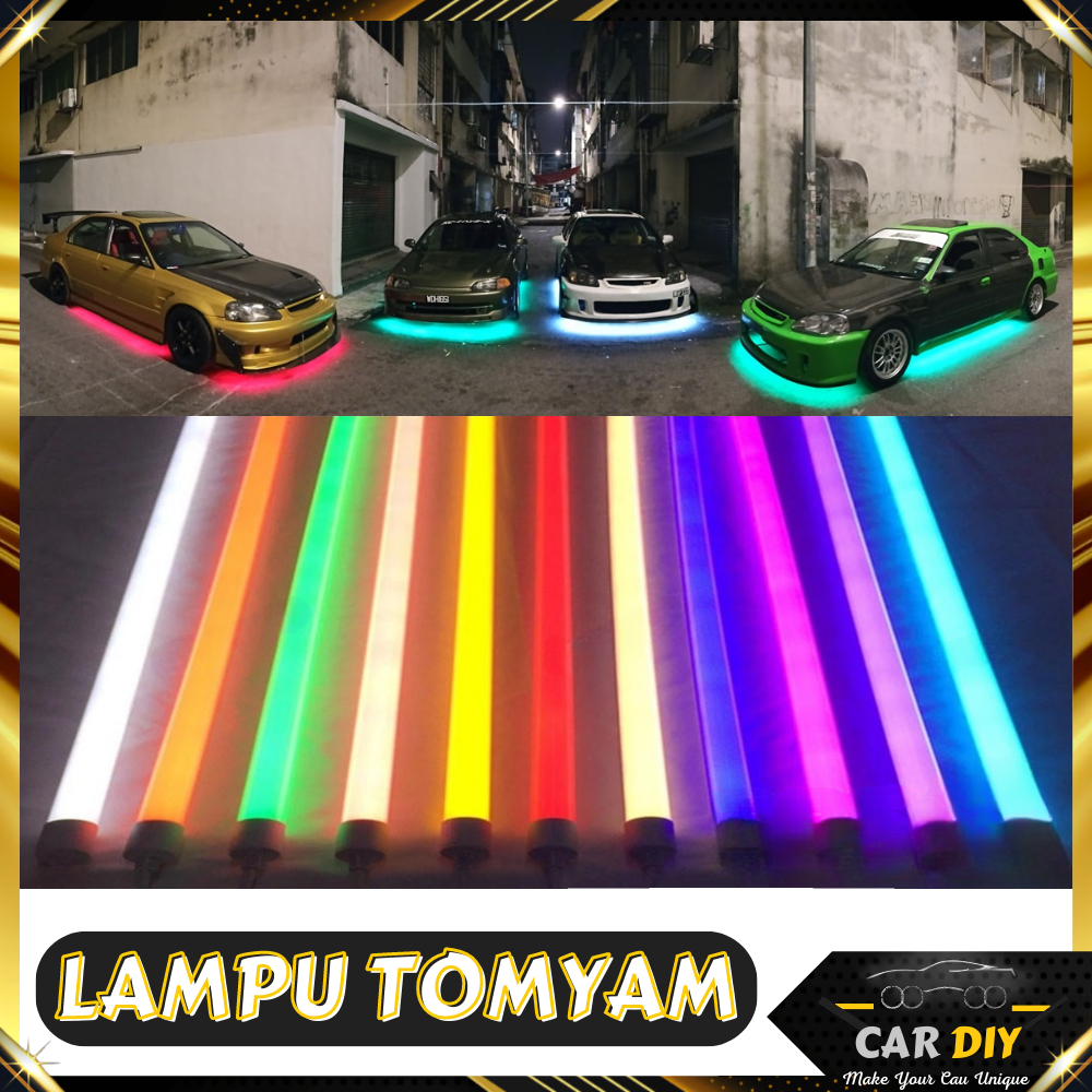 CAR DIY Tomyam LED Tube Light Bumper Light 2 Feet T8 Light Tube RGB 12V ...