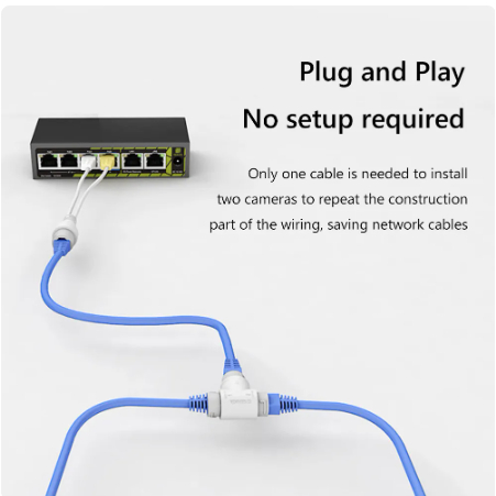 POE Splitter 2 in 1 network cabling connector three way RJ45 connector ...