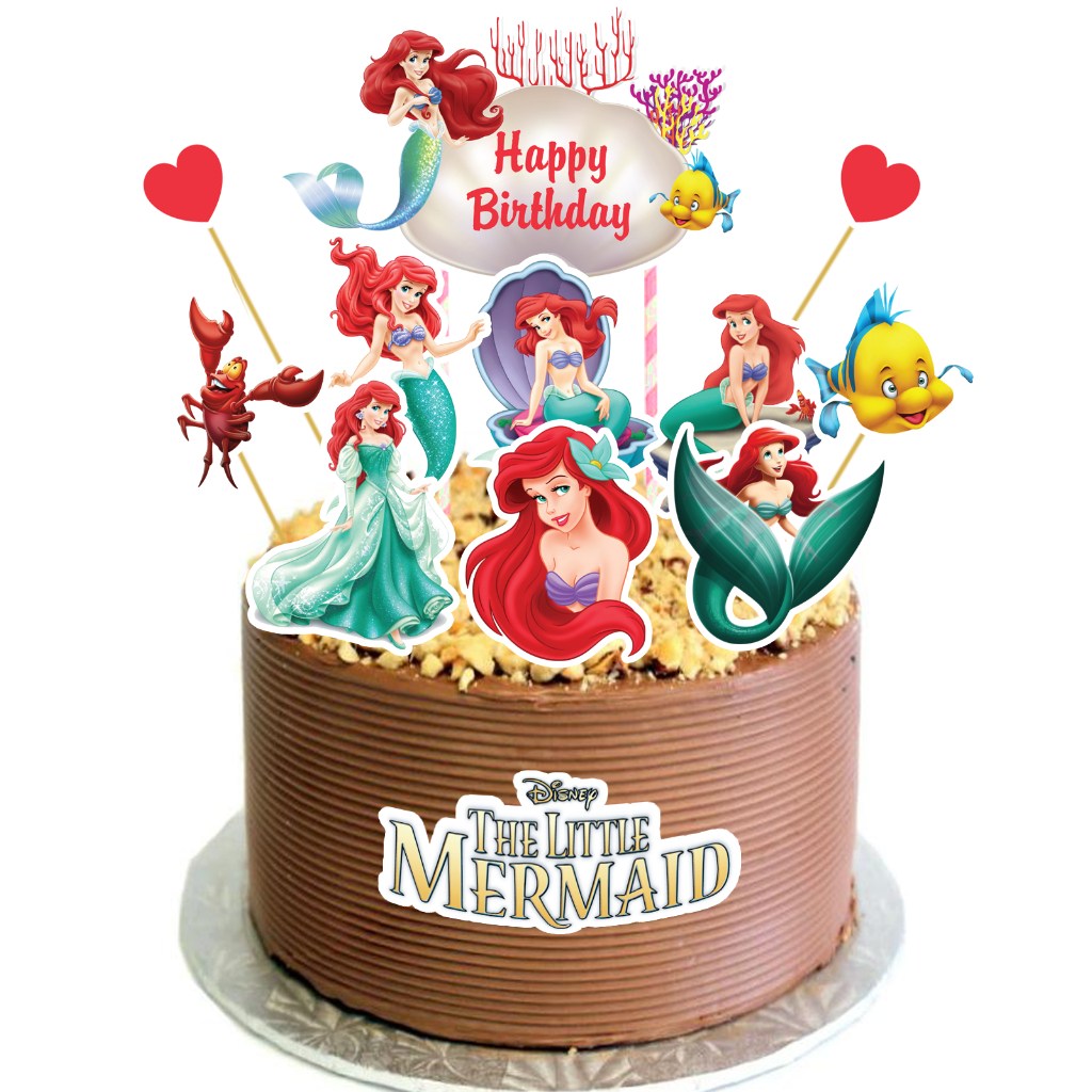 DISNEY ARIEL MERMAID High Quality Paper Cake Topper Kek Cake Decor ...