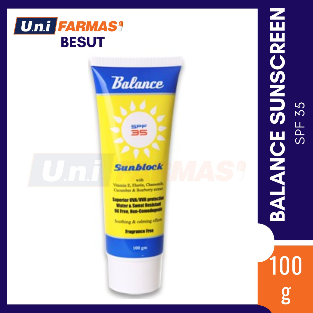 BALANCE Sunscreen SPF35 [100g] wtih Vitamin E Protection from both UVA ...