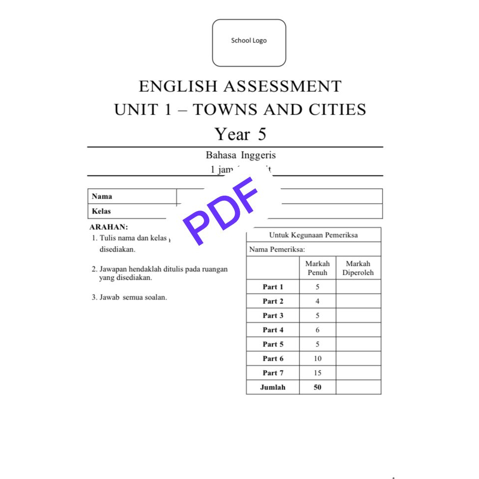 Softcopy - Year 5 - UPSA (Mid Term Assessment) + Starter Unit - Unit 4 | Shopee Malaysia