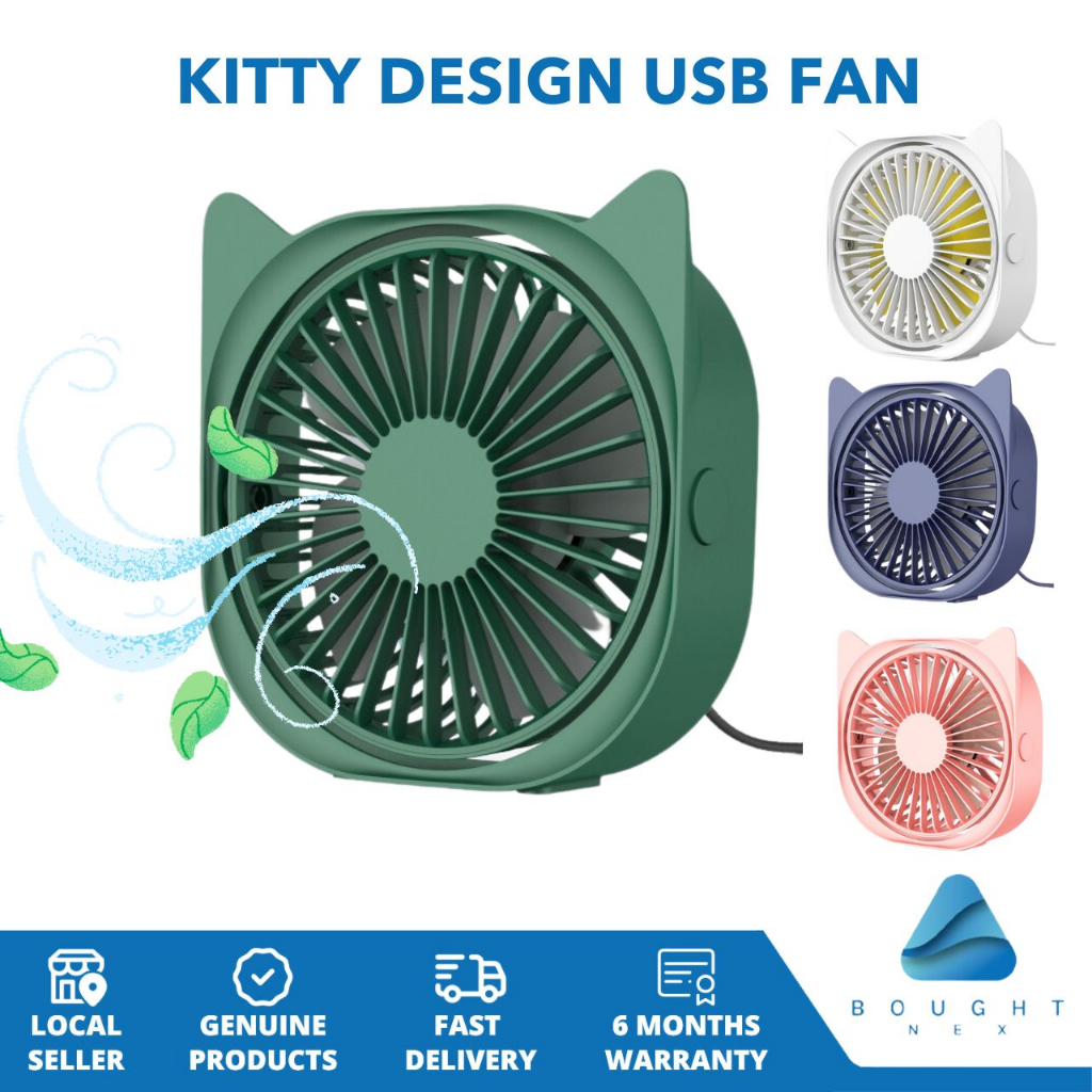 Cute Kitty Rotatable Cool Mini Simple Design Personal USB Desk Fan ...