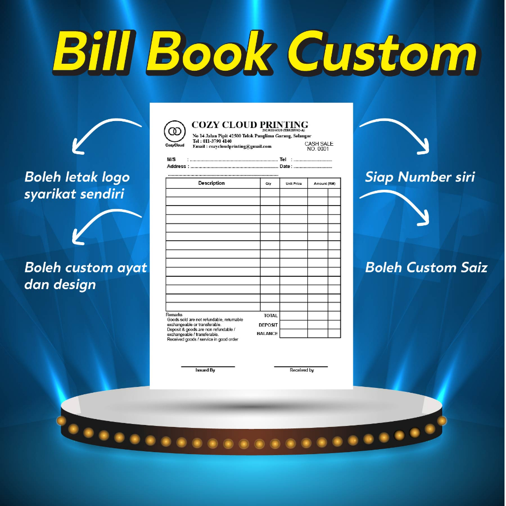 Bill Book Buku Resit nama syarikat sendiri custom | Shopee Malaysia