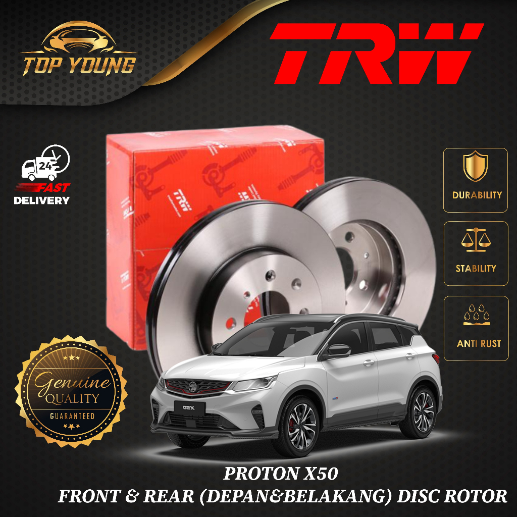 TRW PROTON X50 FRONT OR REAR (DEPAN & BELAKANG) 100% ORIGINAL TRW DISC ...