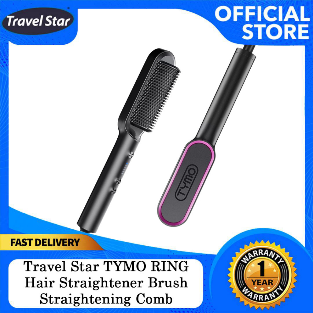 Travel Star TYMO RING Hair Straightener Brush Straightening Comb for ...