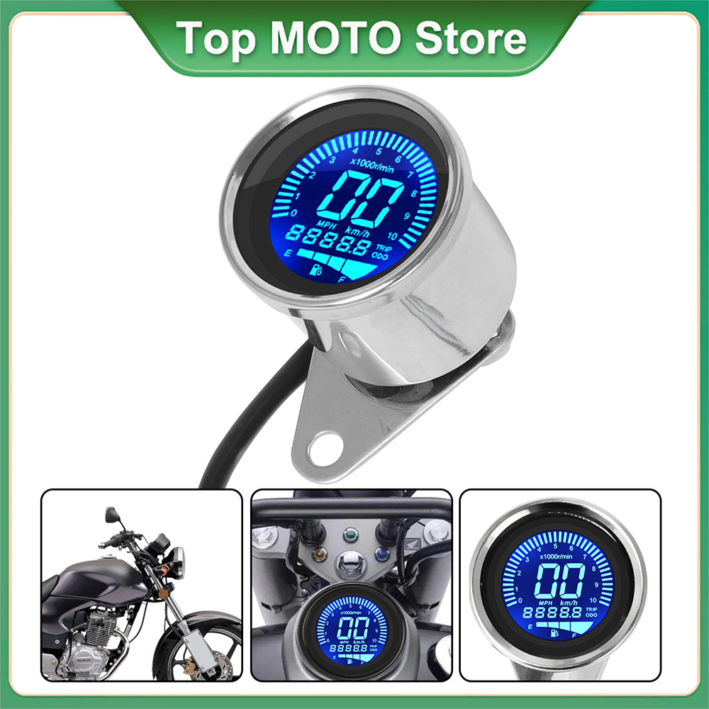 Motorcycle Digital Meter 12V LED LCD Odometer Tachometer Speedometer ...